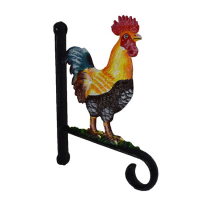 Cockerel / Chicken Basket Flower Hook / Hanger Farm Cast Iron Door Wall ...