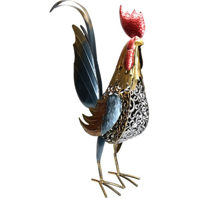 Cockerel Chicken Rooster Garden Sculpture Ornament Statue Metal ...