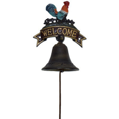 Cockerel Rooster Chicken Welcome Bell Cast Iron Sign Door Wall Gate ...