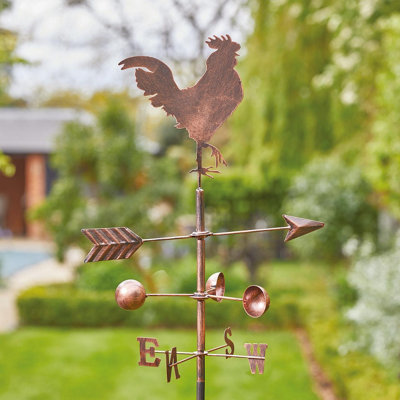 Cockerel Wind Vane - Hand Painted Metal Outdoor Garden Decoration with ...