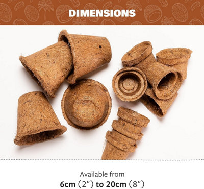 COCO & COIR Biodegradable Round Plant Pots 20cm 6 pack Plastic Free Eco ...