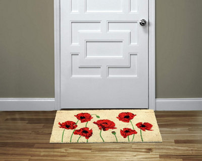 Coco&Coir Door Mat Eco-Friendly Indoor Outdoor Heavy Duty Flower Themed ...