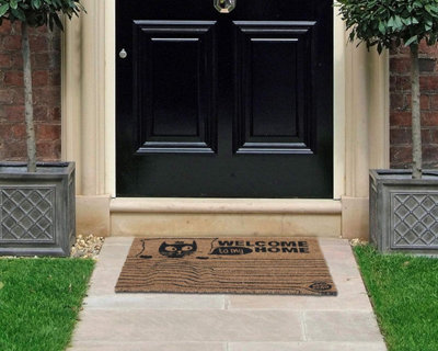 Coco & Coir Door Mat Indoor Funny Cat Design Entrance Welcome Mat 45cm ...