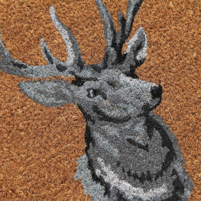 Coco & Coir Door Mats Indoor Outdoor Non Slip Bold Stag Head Design ...