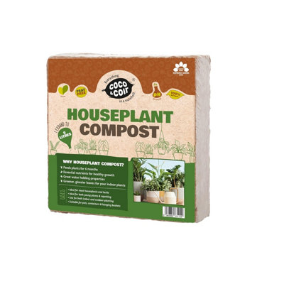 Coco & Coir Houseplant Compost Brick Compact Potting Mix Makes 9L Peat ...