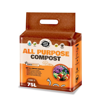 Coco & Coir Multi Purpose Compost Brick Compact Pot Mix Makes 75L Peat Free Soil | DIY at B&Q