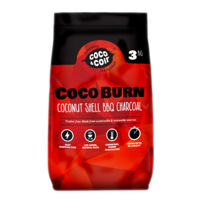 COCO & COIR Natural BBQ Charcoal 3KG Bag Coconut Shell Briquettes ...