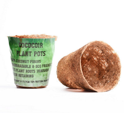 COCO COIR NATURAL GROWING PLANT POT COCONUT FIBERS WATER RETAINING 12CM ...
