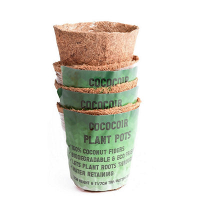 COCO COIR NATURAL GROWING PLANT POT COCONUT FIBERS WATER RETAINING 12CM ...