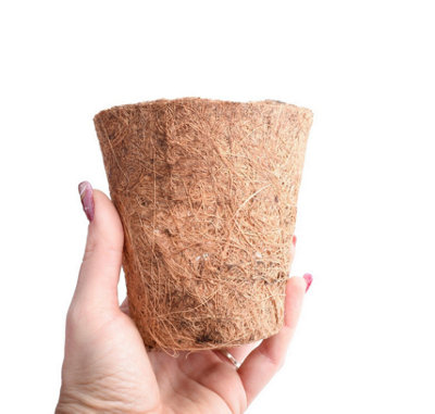 COCO COIR NATURAL GROWING PLANT POT COCONUT FIBERS WATER RETAINING 12CM ...