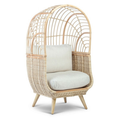Cocoon Indoor Rattan Egg Chair with Beige Cushion | DIY at B&Q
