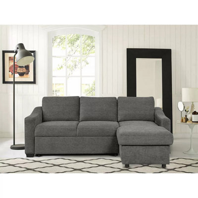 Coddle Aria Grey Fabric Convertible Sofa Bed with Reversible Chaise ...