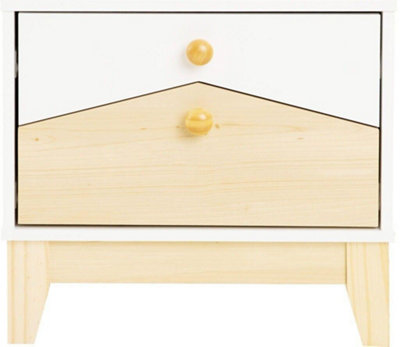 Cody 2 Drawer Bedside in White and Pine Effect Finish
