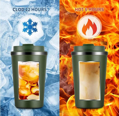Coffee Cup, Vacuum Reusable Leakproof Double Wall Coffee Cup ...