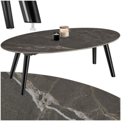 Coffee Table Acerra - oval, marble look tabletop, 100 x 50 x 34.5 cm ...