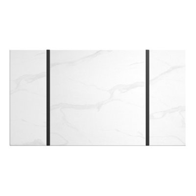 Coffee Table Lumina White MDF Wood Top Marble Style Effect Living Room Desk
