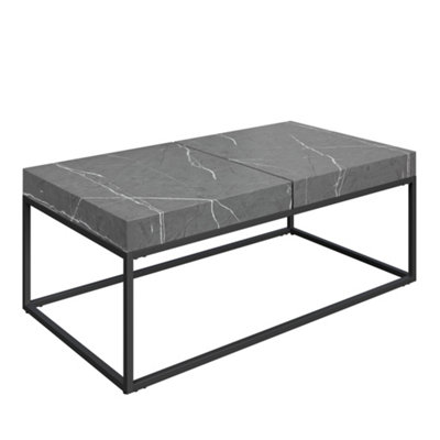Coffee Table Seren Grey Marble Effect MDF Top 8cm Thick Living Room ...