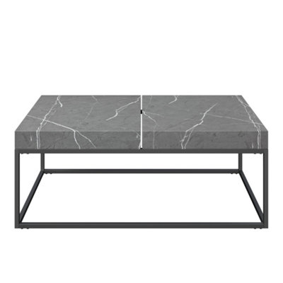 Coffee Table Seren Grey Marble Effect MDF Top 8cm Thick Living Room ...