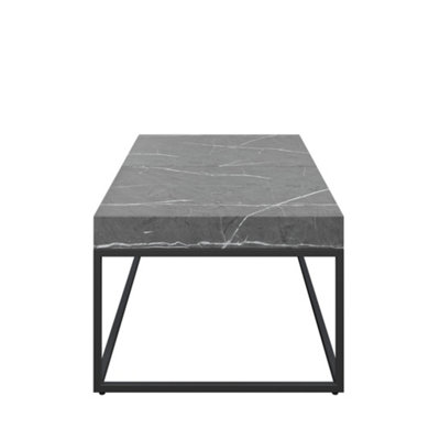 Coffee Table Seren Grey Marble Effect MDF Top 8cm Thick Living Room ...