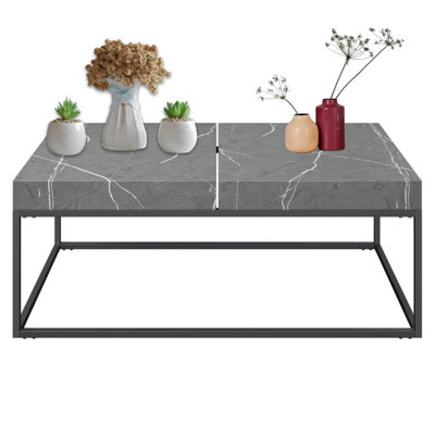 Coffee Table Seren Grey Marble Effect MDF Top 8cm Thick Living Room ...