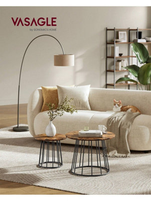 Coffee Tables, Set Of 2 Round Side Tables, Modern Style, Steel Frame ...