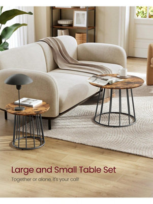 Coffee Tables, Set Of 2 Round Side Tables, Modern Style, Steel Frame ...