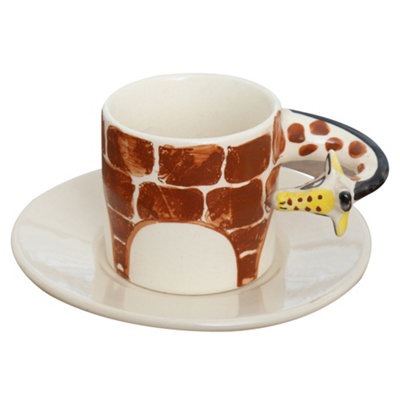 Coffee Tea Cups and Saucers Set Giraffe Mug by Laeto House & Home ...