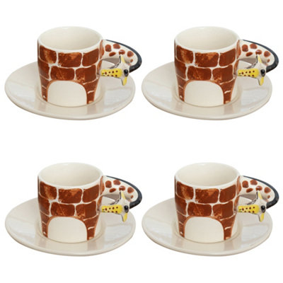 Coffee Tea Cups and Saucers Set of 4 Giraffe Mug by Laeto House & Home ...