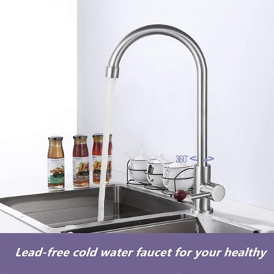 Cold water only tap, single handle single hole cold water kitchen tap ...