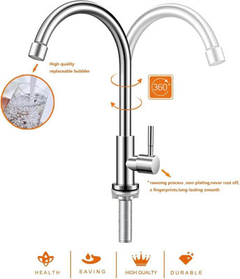 Cold water only tap, single handle single hole cold water kitchen tap ...