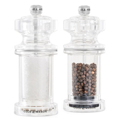 Cole & Mason 605 Clear Acrylic Salt & Pepper Mill Set 144mm