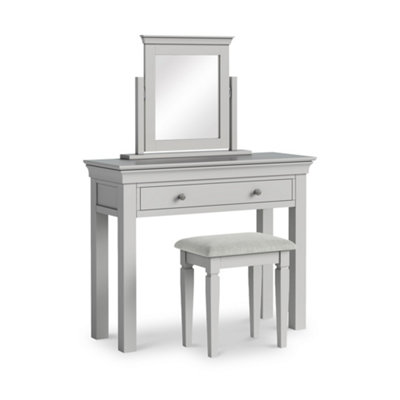 COLETTE GREY DRESSING TABLE SET WITH SWIVEL MIRROR & STOOL - BY ...