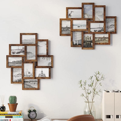 Collage Picture Frames Rustic Brown Wall Mounted Collage Multiple ...