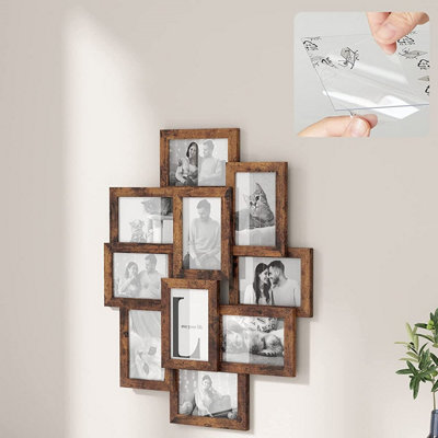Collage Picture Frames Rustic Brown Wall Mounted Collage Multiple ...