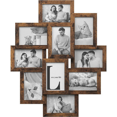 Collage Picture Frames Rustic Brown Wall Mounted Collage Multiple ...