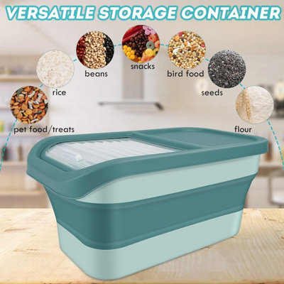 Collapsible Airtight Pet Food Storage Container 15 Lbs with Measuring ...