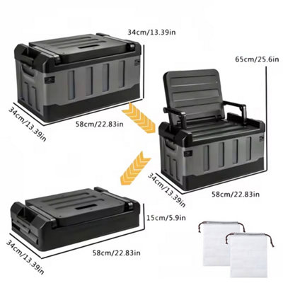Collapsible Car Boot Foldable Organiser Storage Box Black