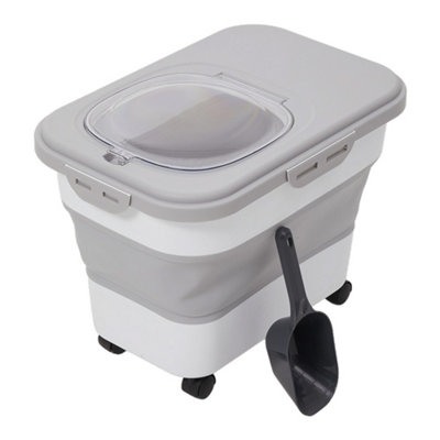 Collapsible Dry Food Storage Container with Wheels and Lids
