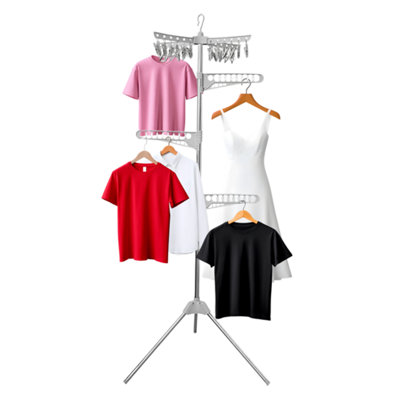 Collapsible Tripod Clothes Drying Rack with 24 Clips