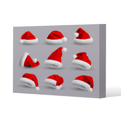 Collection of red santa claus hats (canvas) / 61 x 41 x 4cm