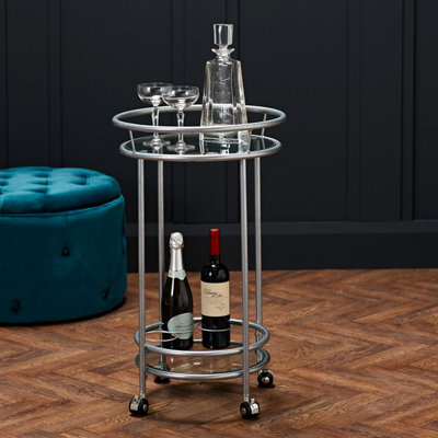 Collins Silver Glass Drinks Trolley with Wheels Stylish 1920s Design ...