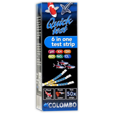 Colombo Quicktest 6-in-1 Pond Test Strips x50 Kit Freshwater Aquarium ...