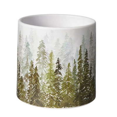 Colorado Ceramic Forest Fir Tree Print Indoor Plant Pot (Dia) 16 cm ...