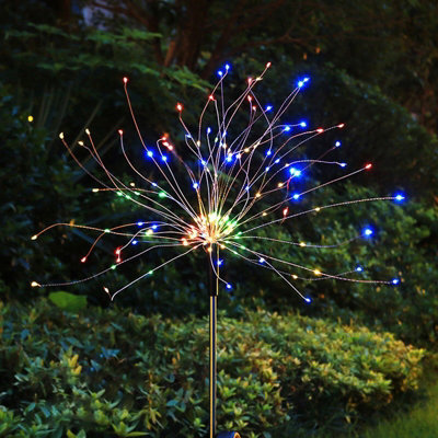 Colorful White 90 Lights Solar Dandelion Garden Plug Light at B&Q