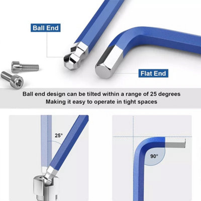 Colour Coded Allen Key Set Metric Ball Star End Hex Long Folding Wrench