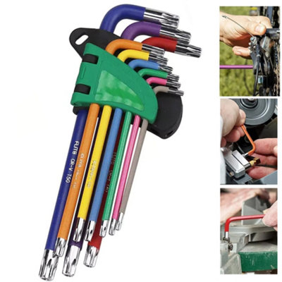 Colour Coded Design Alan Keys 10x Allen Key Set Hex Metric Ball End ...