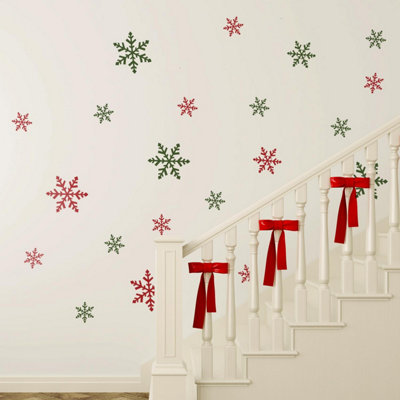 Coloured Christmas Snowflakes Wall Stickers Wall Art, DIY Art, Home ...