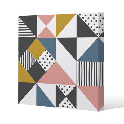 Coloured Geometric Pattern (Canvas Print) / 46 x 46 x 4cm | DIY at B&Q