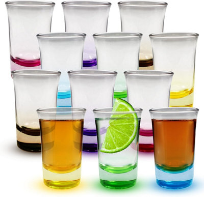 Coloured Shot Glasses - 50ml Heavy Base Shot Glasses Set of 12 - Small ...