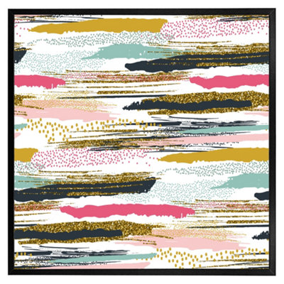 Coloured stripes & spots (Picutre Frame) / 16x16" / Grey